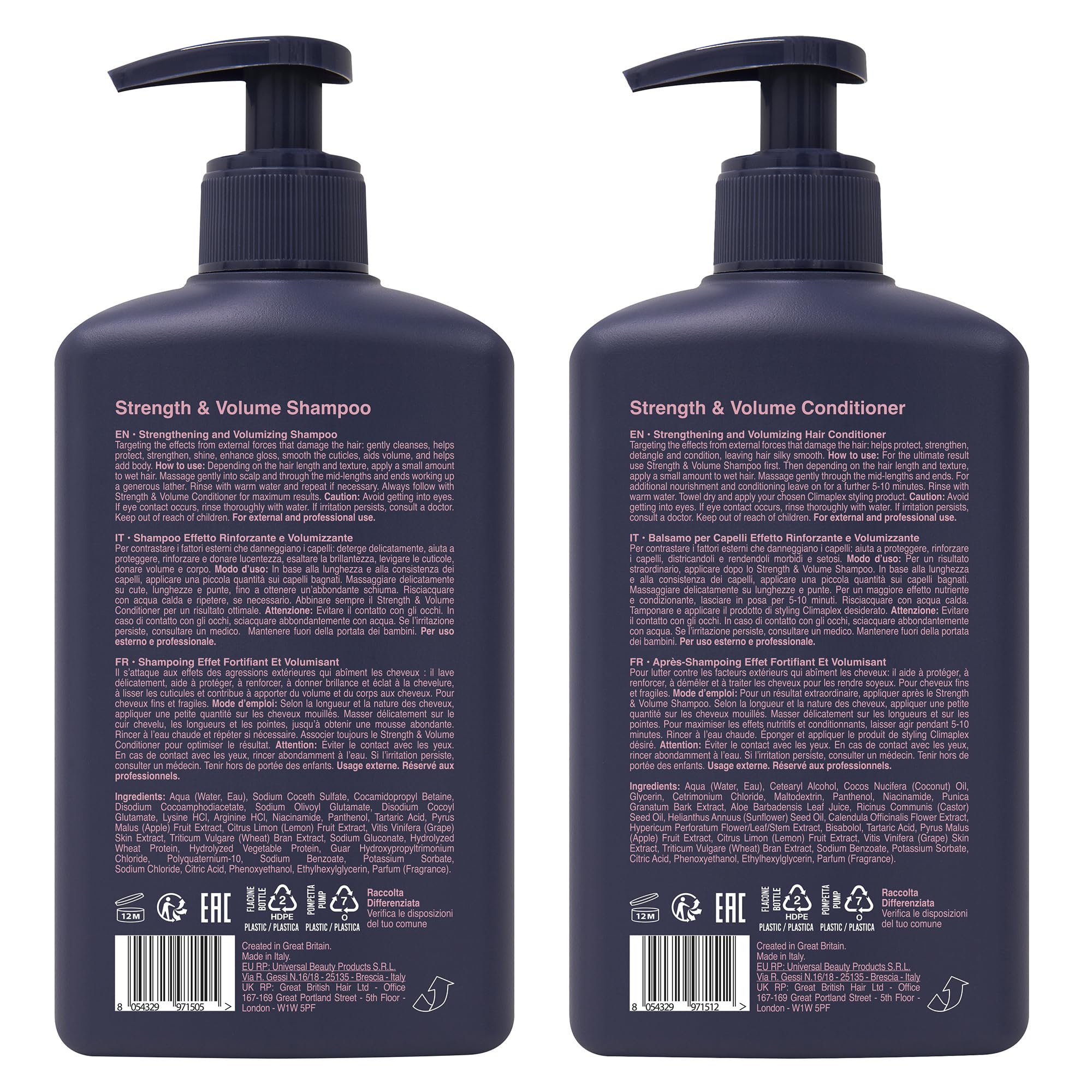 Climaplex Strength and Volume Shampoo and Conditioner Duo - Adds Body and Shine - Detangling, Protecting, Moisturizing - Leaves Hair Silky Smooth - Suitable for All Hair Types - Cruelty Free - 2 pc
