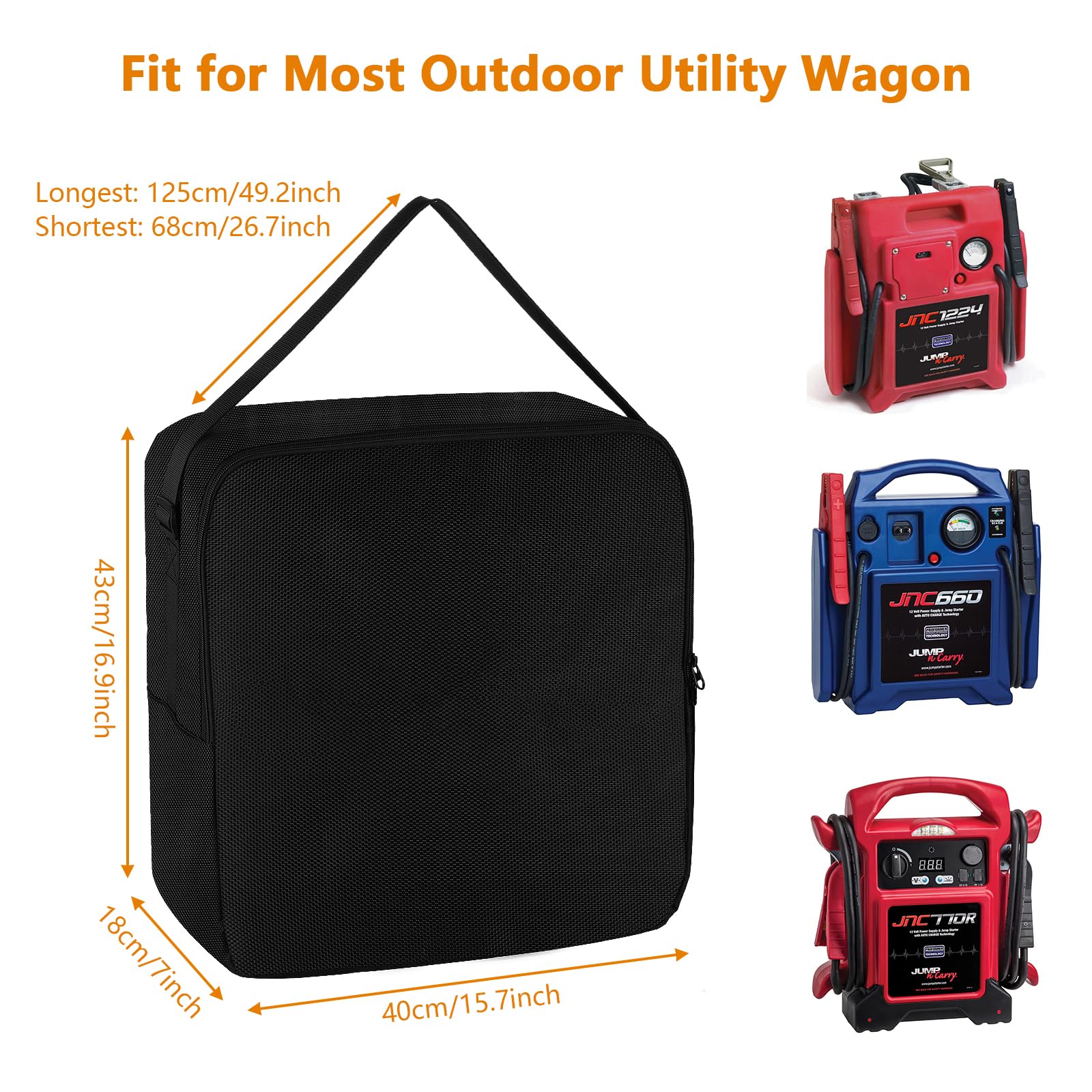 Homakover 1680D Carrying Case with Adjustable Strap for Jump-N-Carry Starter Models JNC1224/ JNC770R/ JNC660, Black, Case Only
