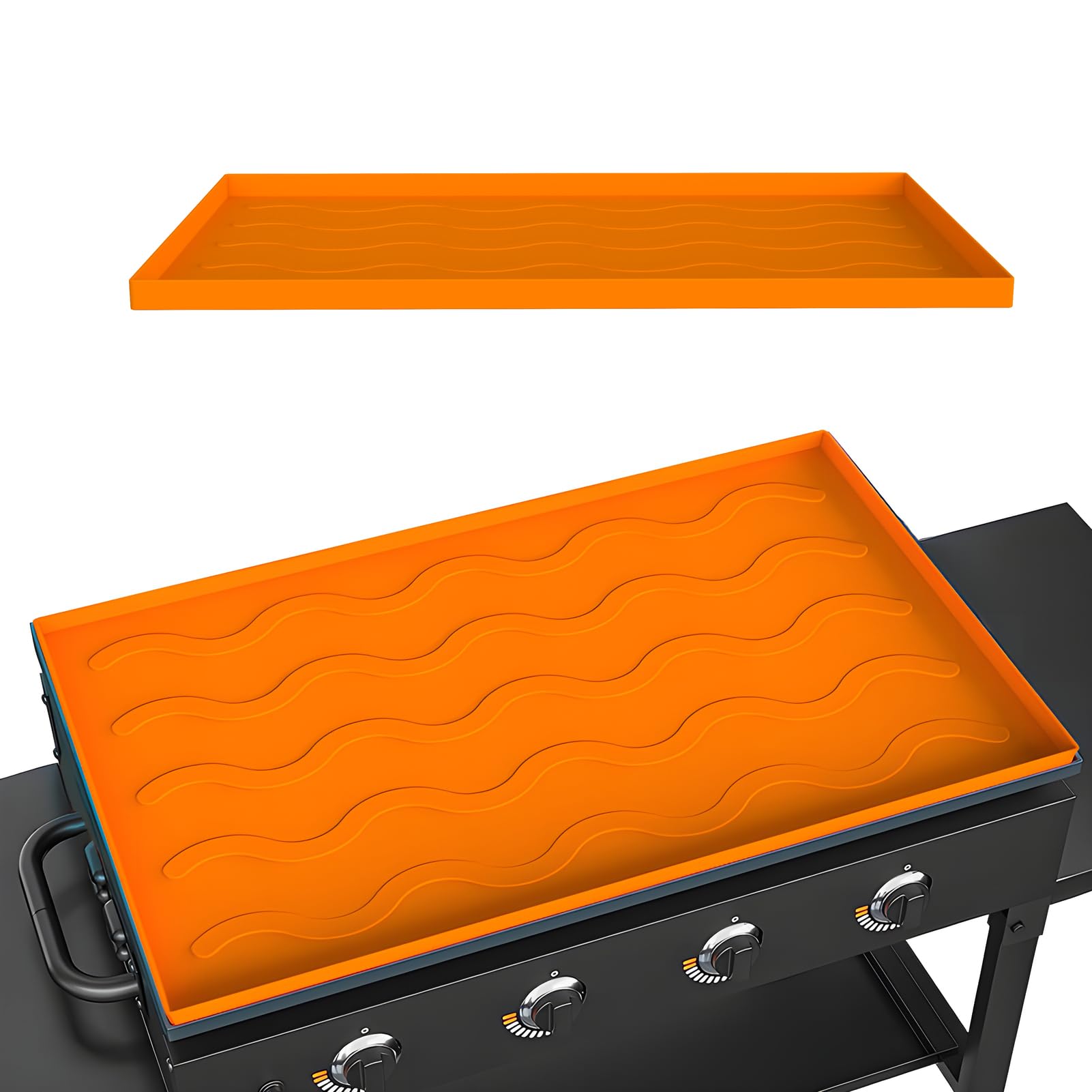 28'' Griddle Silicone Protective Mat Cover for Blackstone 28 Inch Gas Griddle, Heavy Duty Food-grade Silicone Griddle Mats Cover Grill Protective Covers Keep Flat Top Clean Critter-Rust Free -Orange