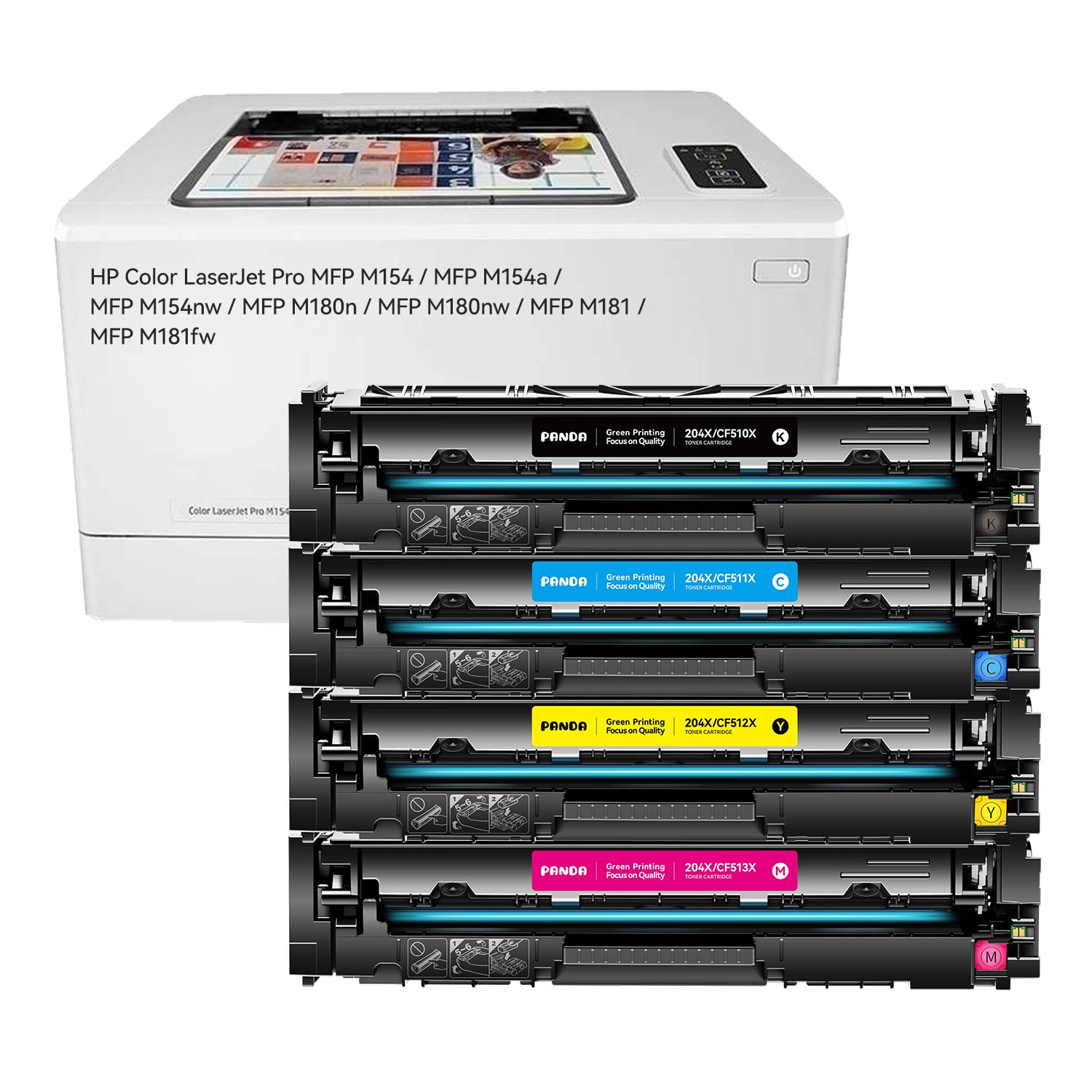 Panda 204x CF510X Toner cartridge for hp 204x 204a cf510x cf511x cf512x cf513x toner cartridge use on hp laserjet Pro MFP M180nw M180n M181 M181fw M154a M154nw Printer Laser toner