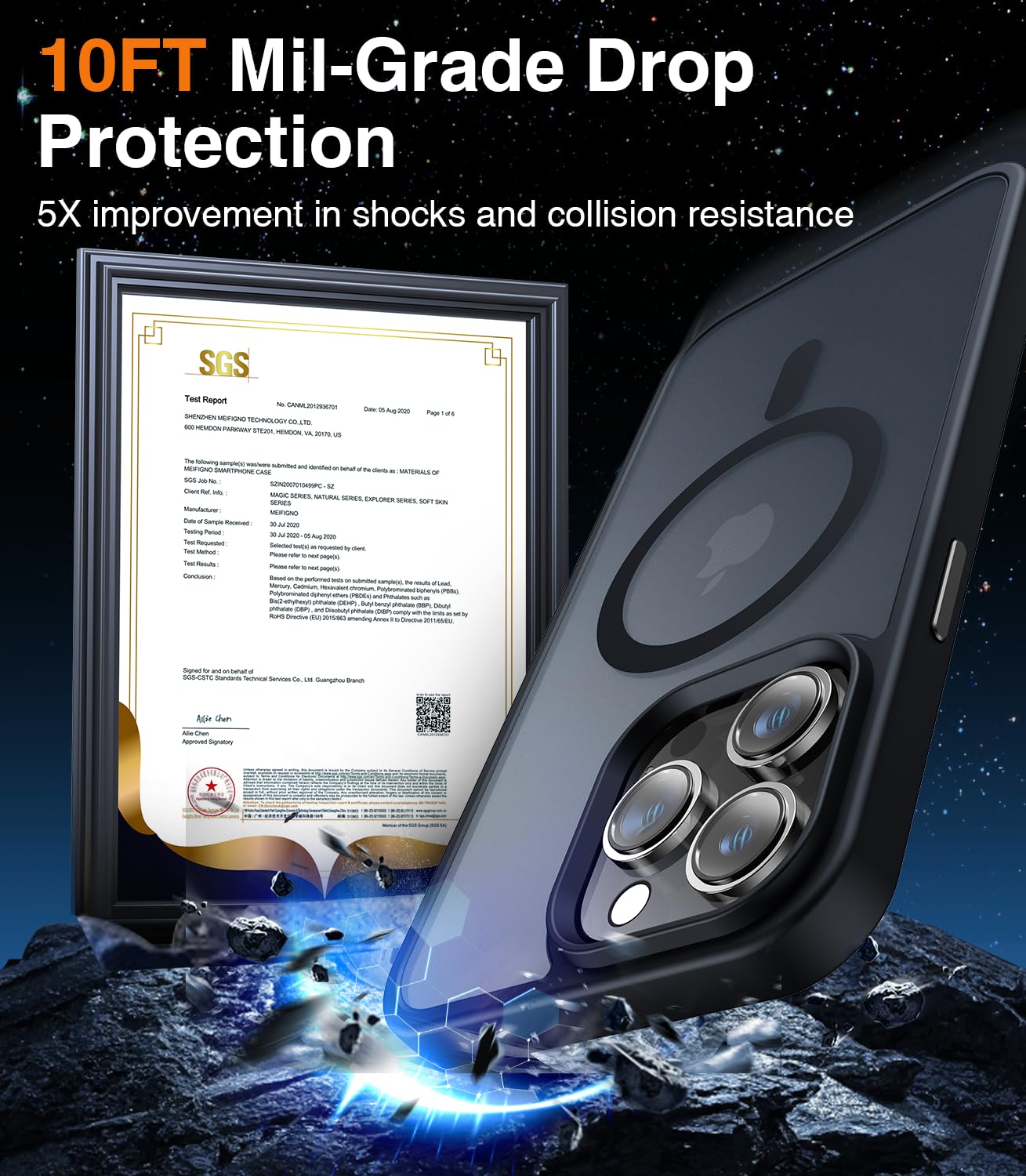 Meifigno Magic Mag Series for iPhone 14 Pro Max Case, [Military Grade Protection & Compatible with MagSafe], Translucent Matte Back with Aluminum Alloy Keys, for iPhone 14 Pro Max 6.7", Black