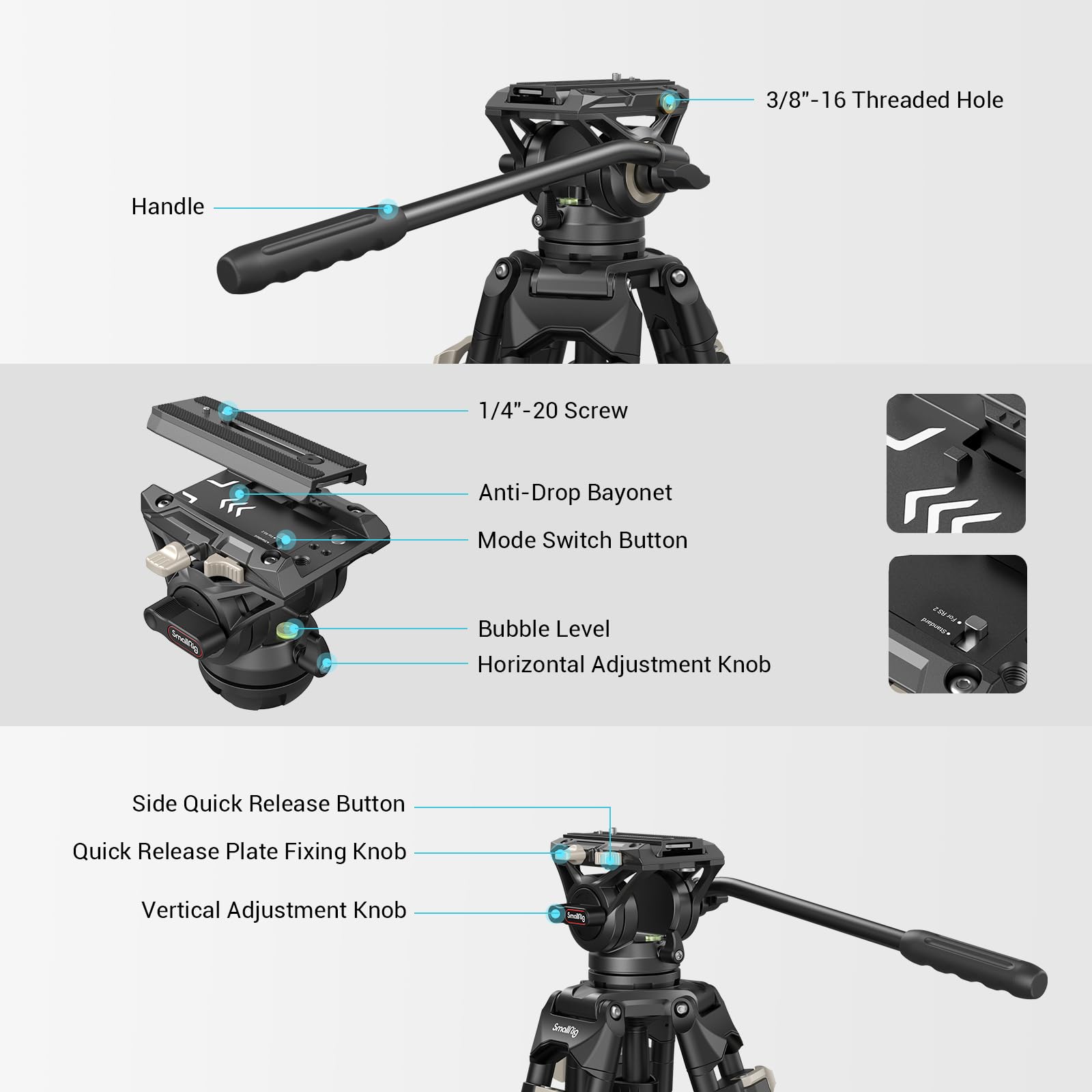 Bundle:SmallRig AD-01 Video Tripod + SmallRig Mini Matte Box Lite