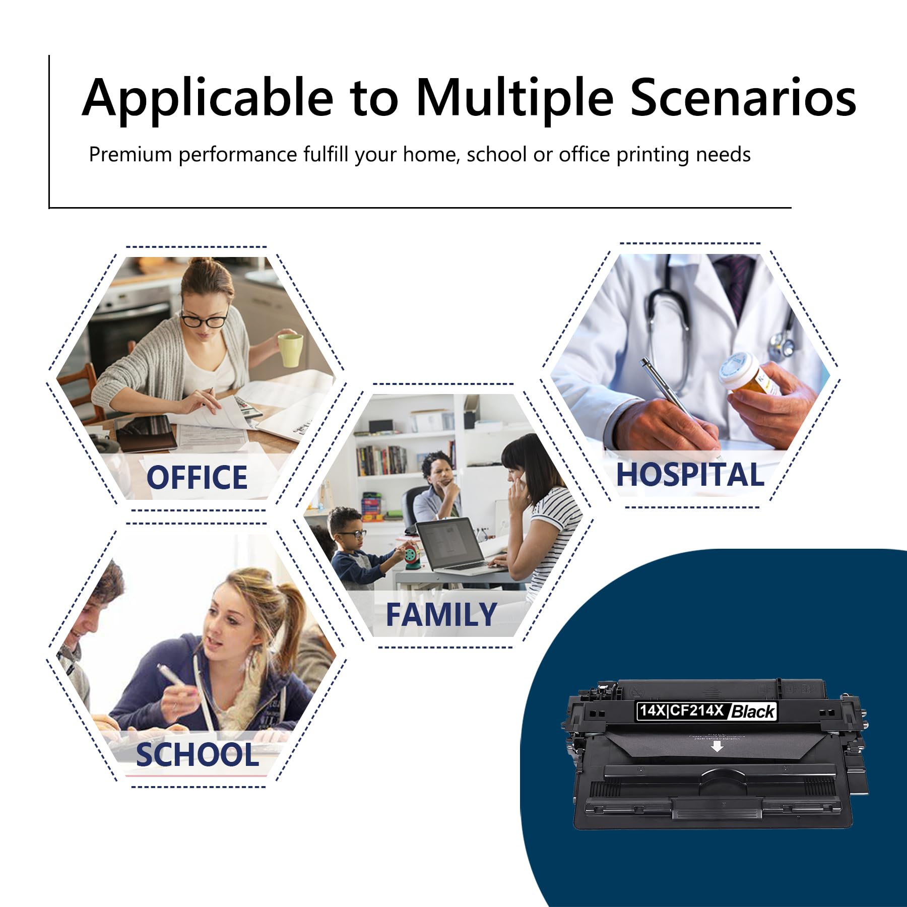 CF214X 14X Black High Yield Toner Cartridge with Chip 1-Pack, 14X Toner Replacement for HP 14X Toner 14A CF214A Compatible with Laser Enterprise M712 Series, Laser Enterprise MFP M725 Series Printer