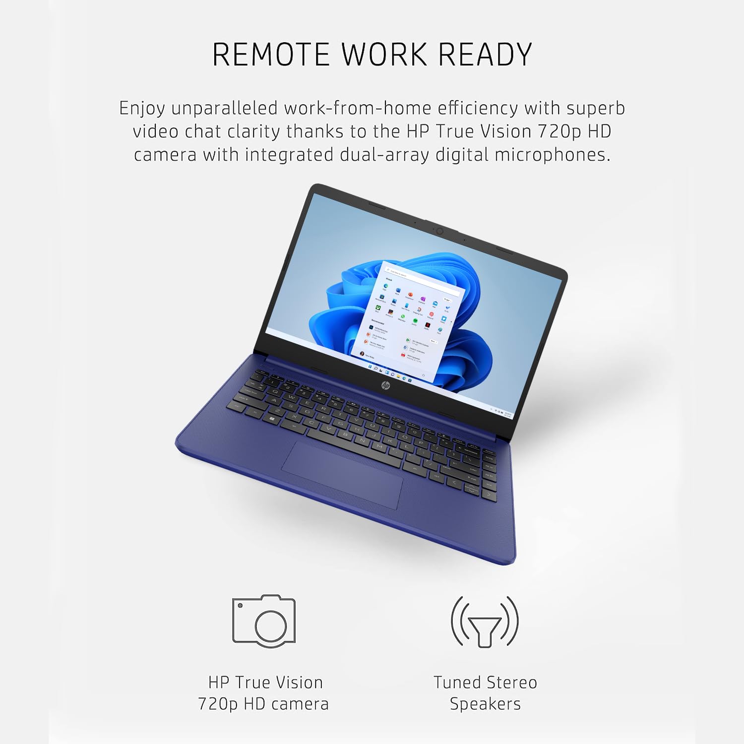 HP Essential Laptop, 14.0" HD Touchscreen, AMD Ryzen 7 5700U (Beats i7-1165G7), 40GB RAM, 2TB PCIe SSD, Webcam, SD Card Reader, Wi-Fi, Windows 11 Home, Blue