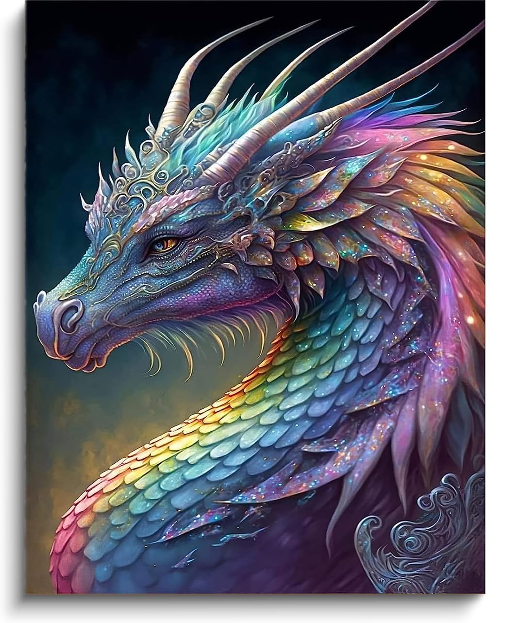 KYOQFVN Diamond Painting Kits for Adults, 5D Colourful Dragon Diamond Art Kits Full Drill Coloured Diamond Painting Dragon Kit for Kids Beginners, DIY Crystal Gem Art for Home Wall Decor 30x40cm
