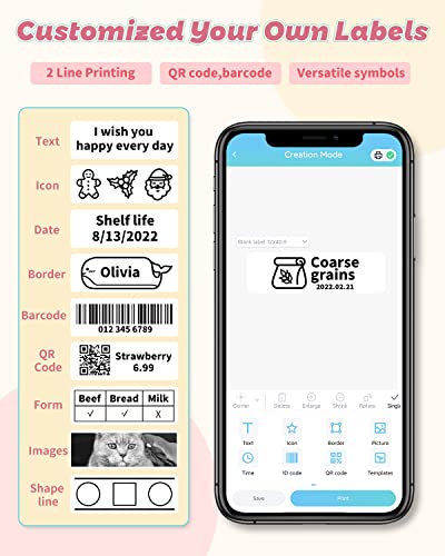 Phomemo Labeler D35 Inkless Bluetooth Label Maker Machine, Portable Sticker Labeler,Support Pre-Cut/Continuous Paper,Home,Office,Organization,Gift for Halloween,Christmas-Pink