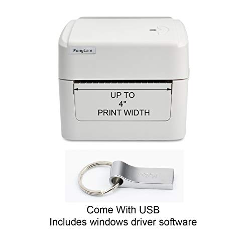 FungLam Label Printer, High Speed USB Direct Thermal Label Printer for Amazon, Ebay, Etsy, Shipify Labeling, 4x6 Shipping Label Printer, Thermal Printer, White