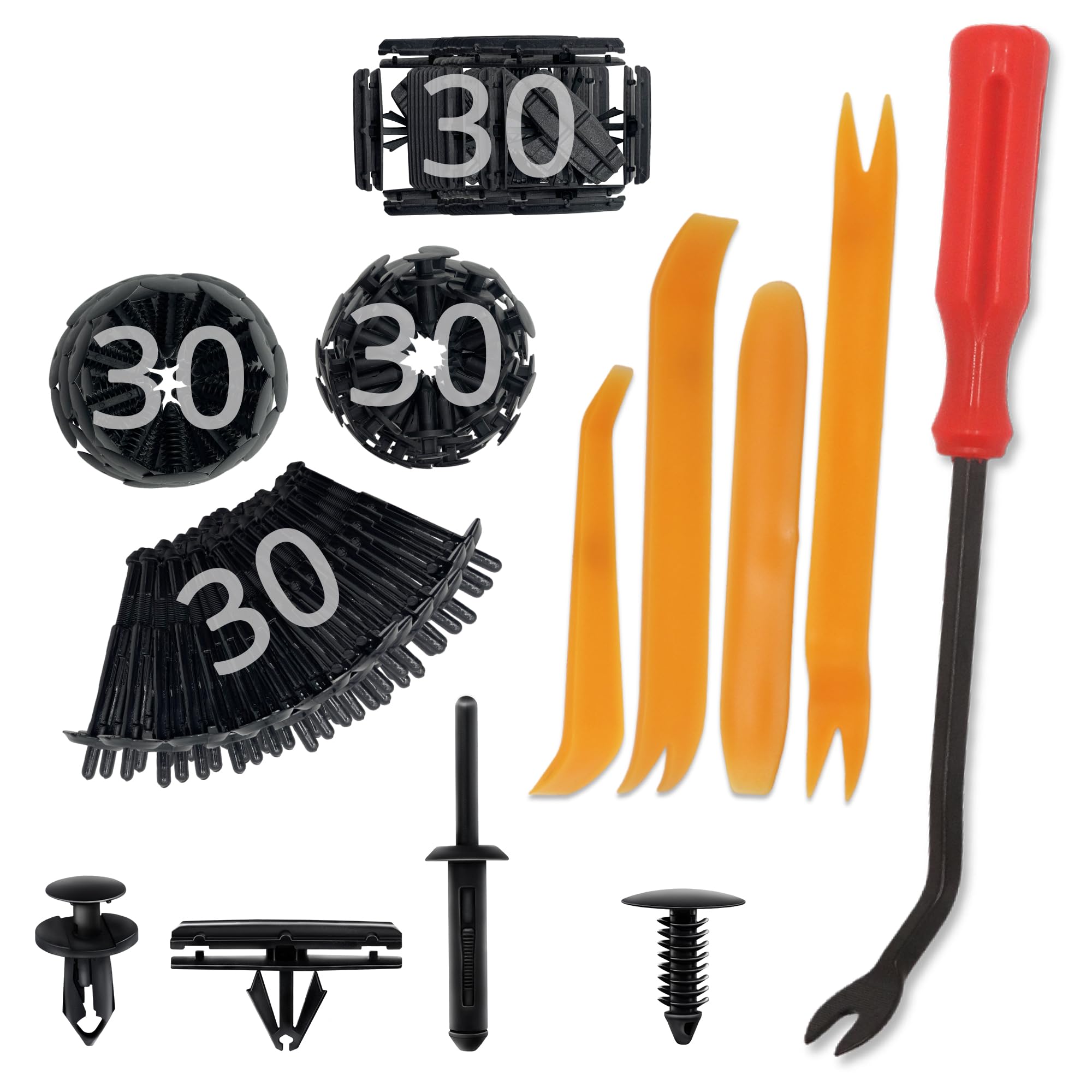 4 in 1 Wrangler Grille Fastener Retainer Clips, Fender Flare & Rocker Moulding Push-Type Clip, Fit 2007-2022 Wrangler&2005-2010 Grand Cherokee-125PCS