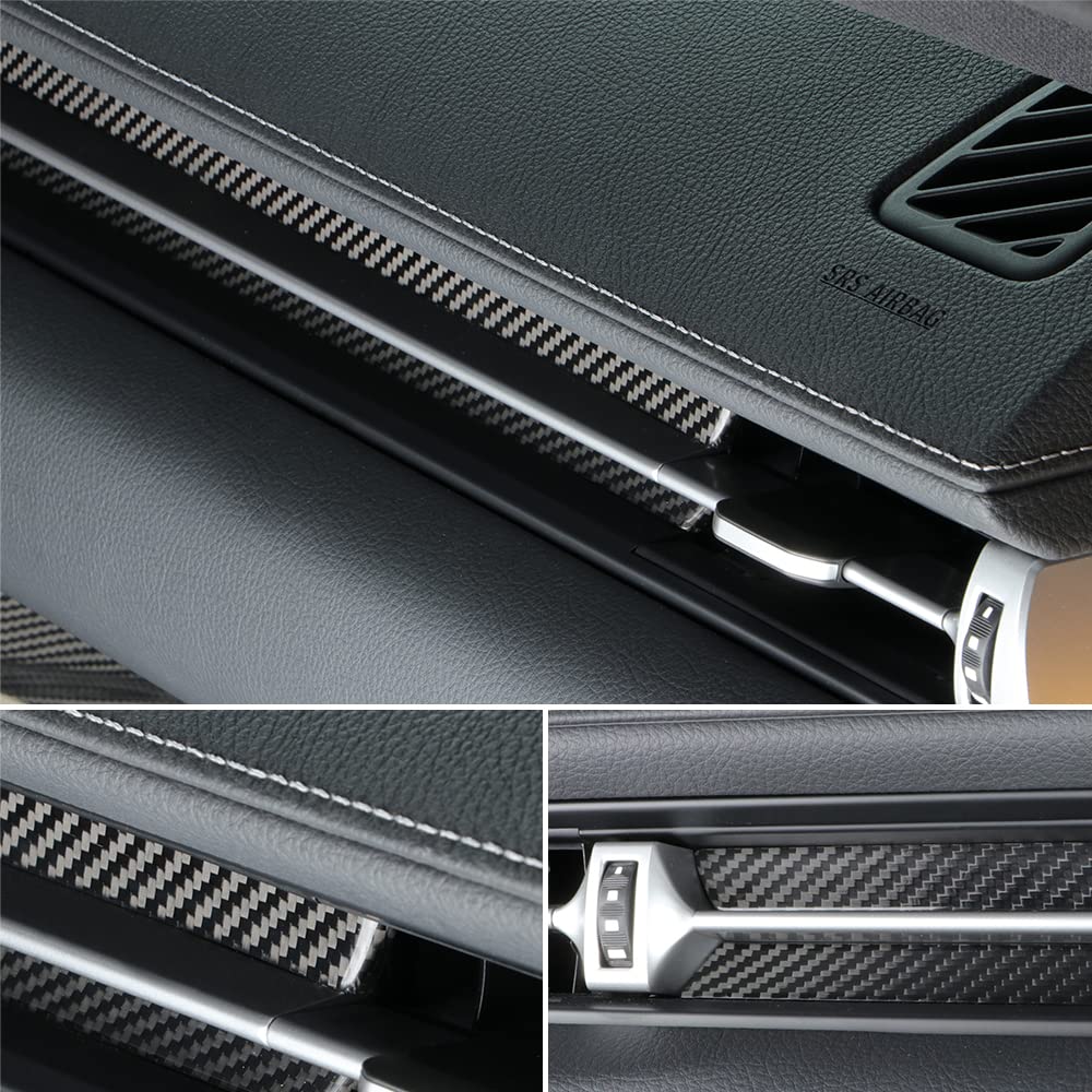 JSWAN 2PCS Carbon Fiber Center Console Co-Pilot Strips Trim Fit for Toyota Supra A90 GR MK5 Dashboard Cover, Center Console Air Outlet Trim Cover, Interior Accessories