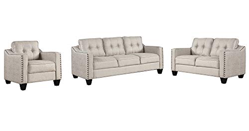 FULife 3-Piece Three Seaters Sofa Loveseat and Single Chair Living Room Furniture Set,Modern Button Tufted Upholstered Modular Sectional Couch for Aprtment/Office/Studio, Beige 77.2 in