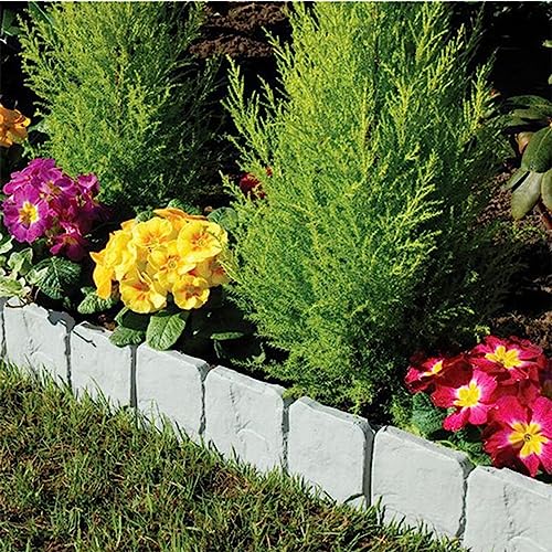Reheyre 10pcs Garden Landscape Edging Borders, Anti-deform Garden Edging Border, Garden Landscape Edging Border for Grass Lawns Yard, Faux Stone Design Lawn Border Black