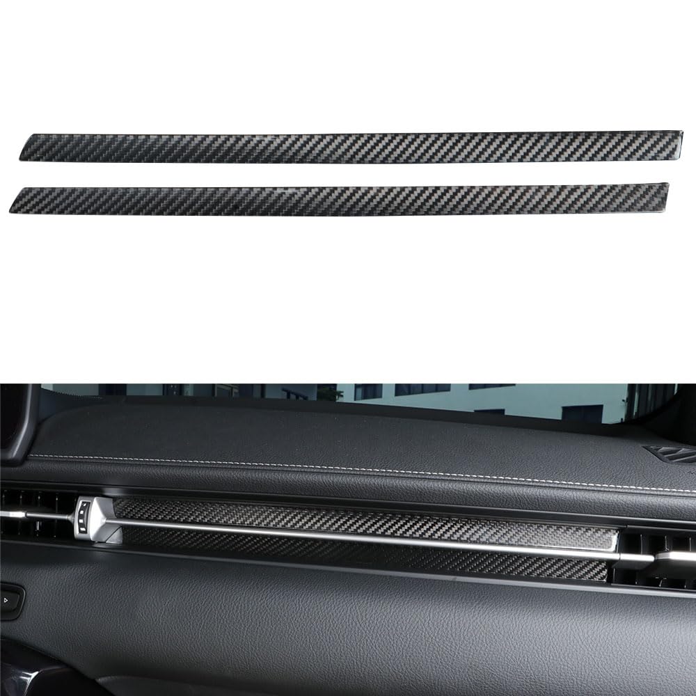 JSWAN 2PCS Carbon Fiber Center Console Co-Pilot Strips Trim Fit for Toyota Supra A90 GR MK5 Dashboard Cover, Center Console Air Outlet Trim Cover, Interior Accessories