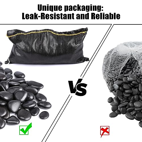 GRISUN 15lbs Black Natural River Rocks for Landscaping, Polished Pebbles for Plants Flower Bed Fish Tank Gravel Garden Home Decor, Aquarium Decorative Stones