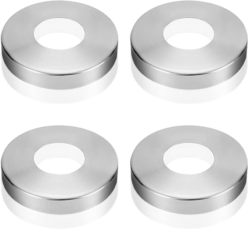 Juvielich 4 Pcs Escutcheon Plate Cover Base Pipe Cover Flange Plates 51mm Fit Pipe Dia 2.01" Overall Diameter 3.94 Inch 304 Stainless Steel for Pool Spa Ladder Handrail Post Plate Guardrail Silver