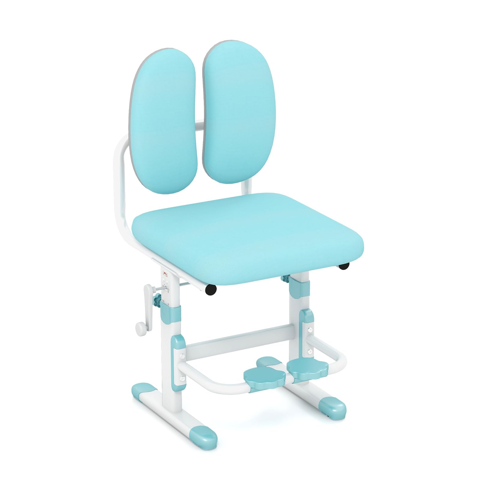 Costzon Kids Desk Chair, Height Adjustable Student Study Task Chair with Double Back Support, Rotatable Footrests, Mesh Ergonomic Office Chair, Kids Computer Chair for Boys Girls Bedroom School, Blue
