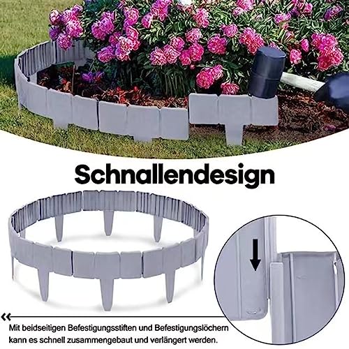 Reheyre 10pcs Garden Landscape Edging Borders, Anti-deform Garden Edging Border, Garden Landscape Edging Border for Grass Lawns Yard, Faux Stone Design Lawn Border Black