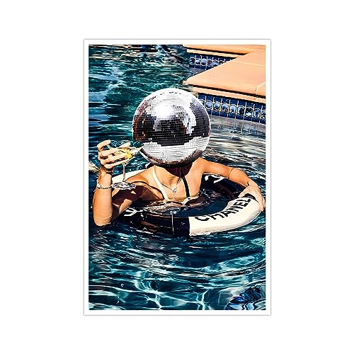Trendy Wall Art Aesthetic Preppy Poster Print Funny Black and White Wall ArtDisco Canvas Wall Art Trendy Newspapers Print Wall Decor for Living Room Dorm Room Bar Cart 16x24in Unframed