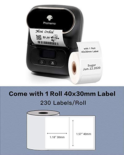 Phomemo M110 Bluetooth Label Maker with 3 Rolls 1.18" x 0.79" (30x20mm),Bluetooth Thermal Label Maker Printer for Clothing, Jewelry, Retail, Mailing, Barcode, Compatible with Android & iOS System
