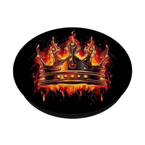 Funny King Crown with Flames PopSockets Swappable PopGrip