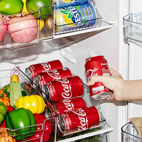 2 Pack Soda Can Organizer for Refrigerator, Can Orgainzer for Pantry, Kitchen, Countertops, Cabinets, Clear Plastic Canned Food Dispenser, Beverage Holder, Can Dispenser