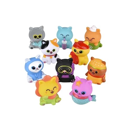 Ten (10) 2" Rubber Bath Toys Animals with Costumes (Cats in Costume)
