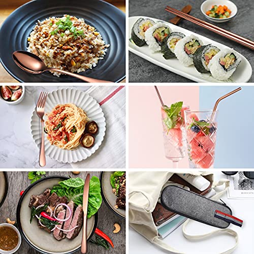 7 Piece Stainless Steel Portable Tableware Set Knife Fork Spoon Chopsticks Straw And Brush Products Travel Cutlery Set