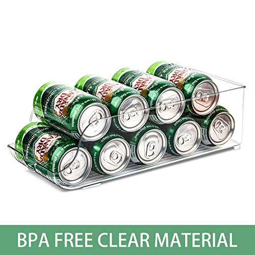 2 Pack Soda Can Organizer for Refrigerator, Can Orgainzer for Pantry, Kitchen, Countertops, Cabinets, Clear Plastic Canned Food Dispenser, Beverage Holder, Can Dispenser