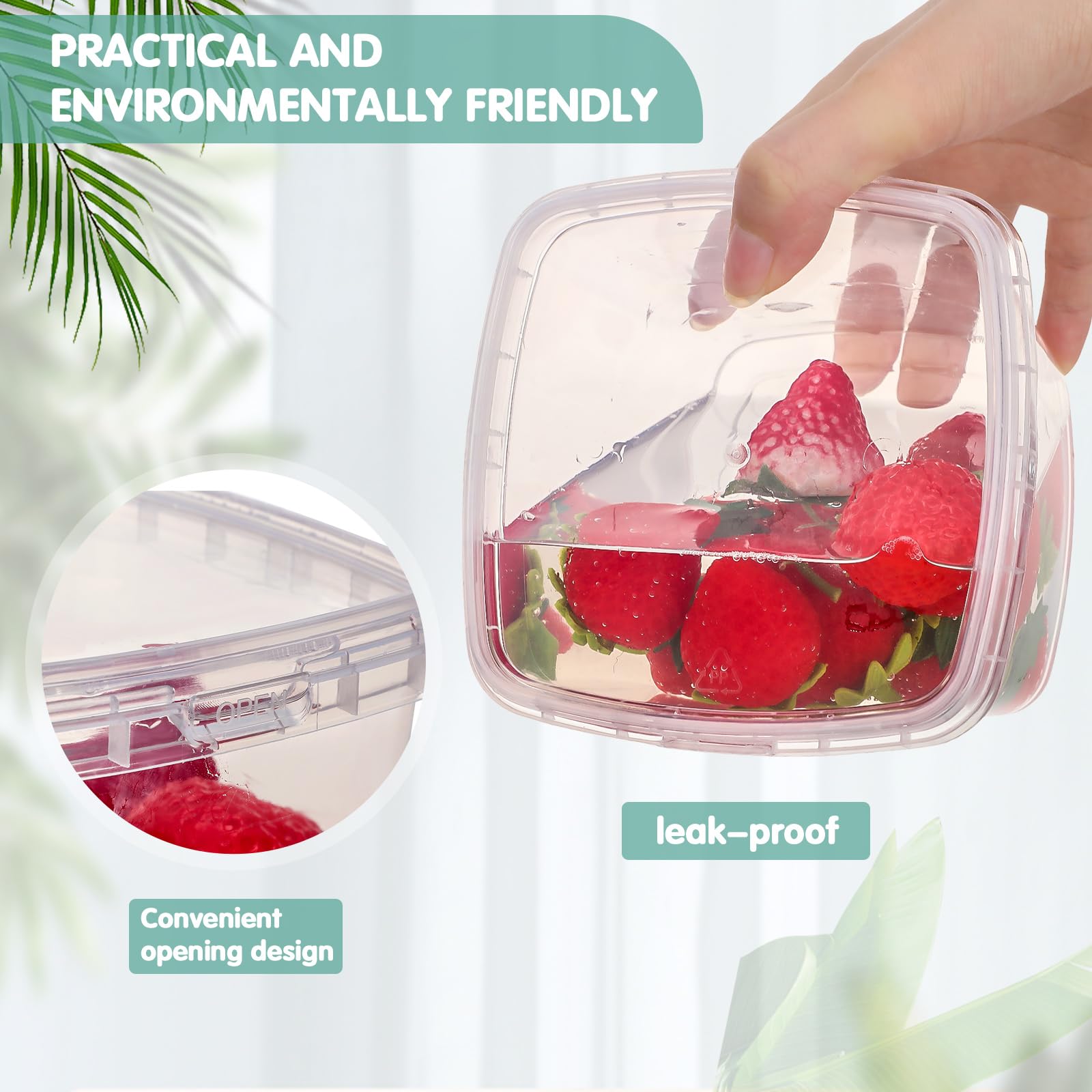 60 Pack Square Clear Plastic Deli Containers with Lids 32 oz 16 oz Stackable Tamper Proof Airtight Food Storage Containers Square Plastic Jars for Food Prep Freezer Kitchen Restaurant Supplies