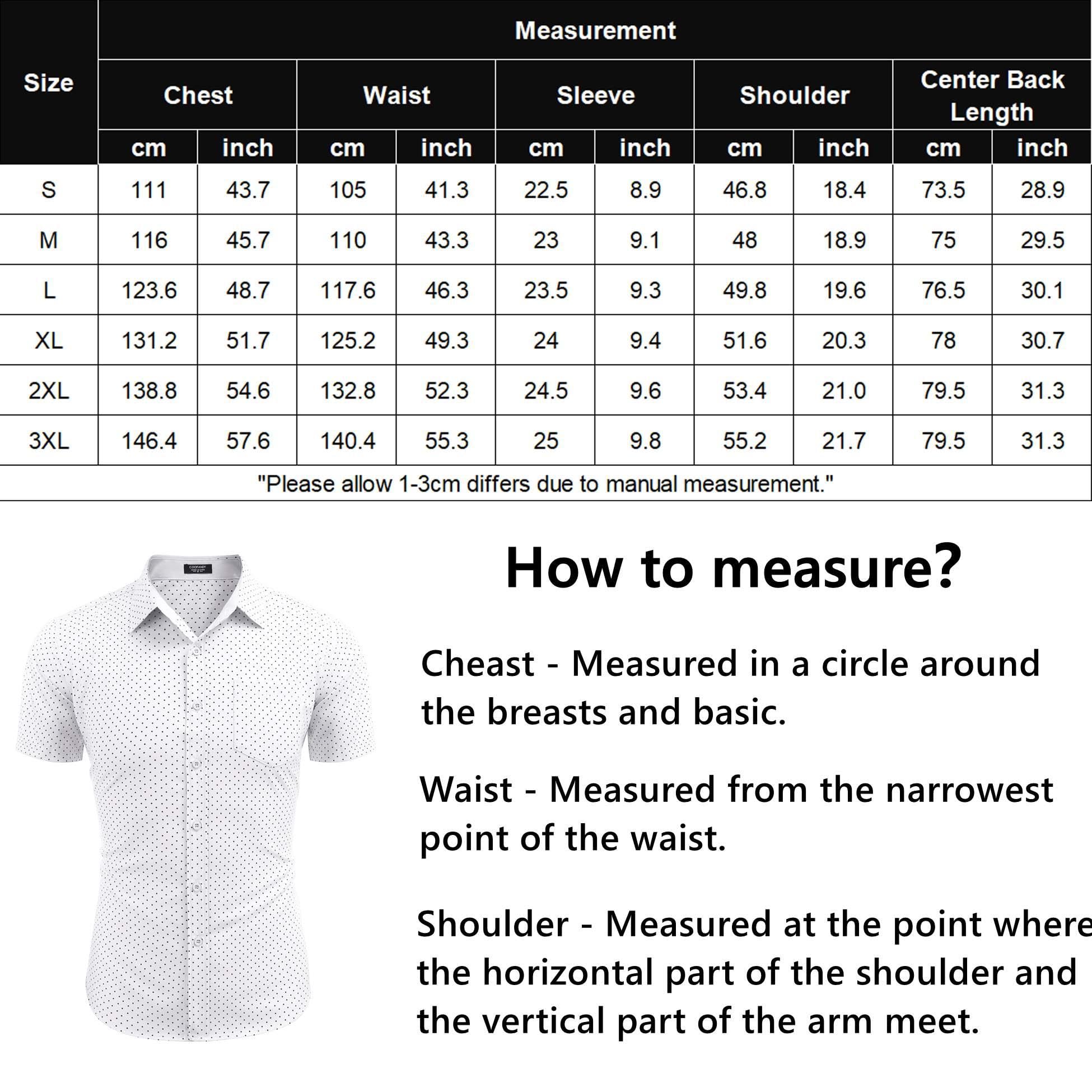 COOFANDY Men's Short Sleeve Dress Shirts Wrinkle Free Polka Dot Print Shirt Casual Button Down Shirts with Pocket