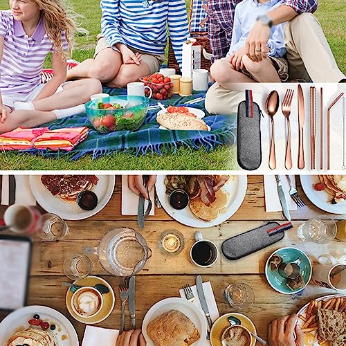 7 Piece Stainless Steel Portable Tableware Set Knife Fork Spoon Chopsticks Straw And Brush Products Travel Cutlery Set