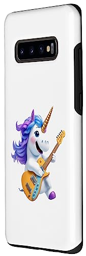 Galaxy S10+ Cool unicorn rocking with electric guitar cute rock music Case