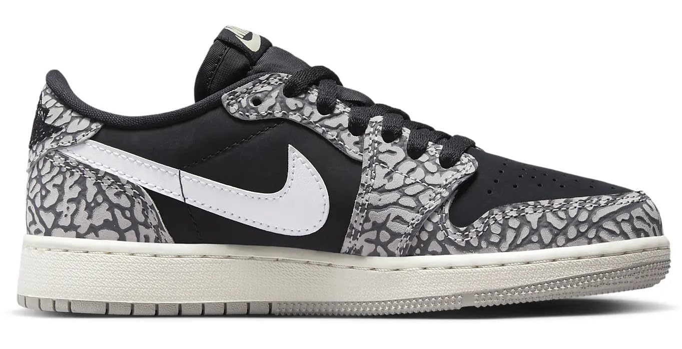 NIKE Big Kid's Jordan 1 Retro Low OG Black/Muslin/Tech Grey/White (CZ0858 001) - 7,7 Big Kid
