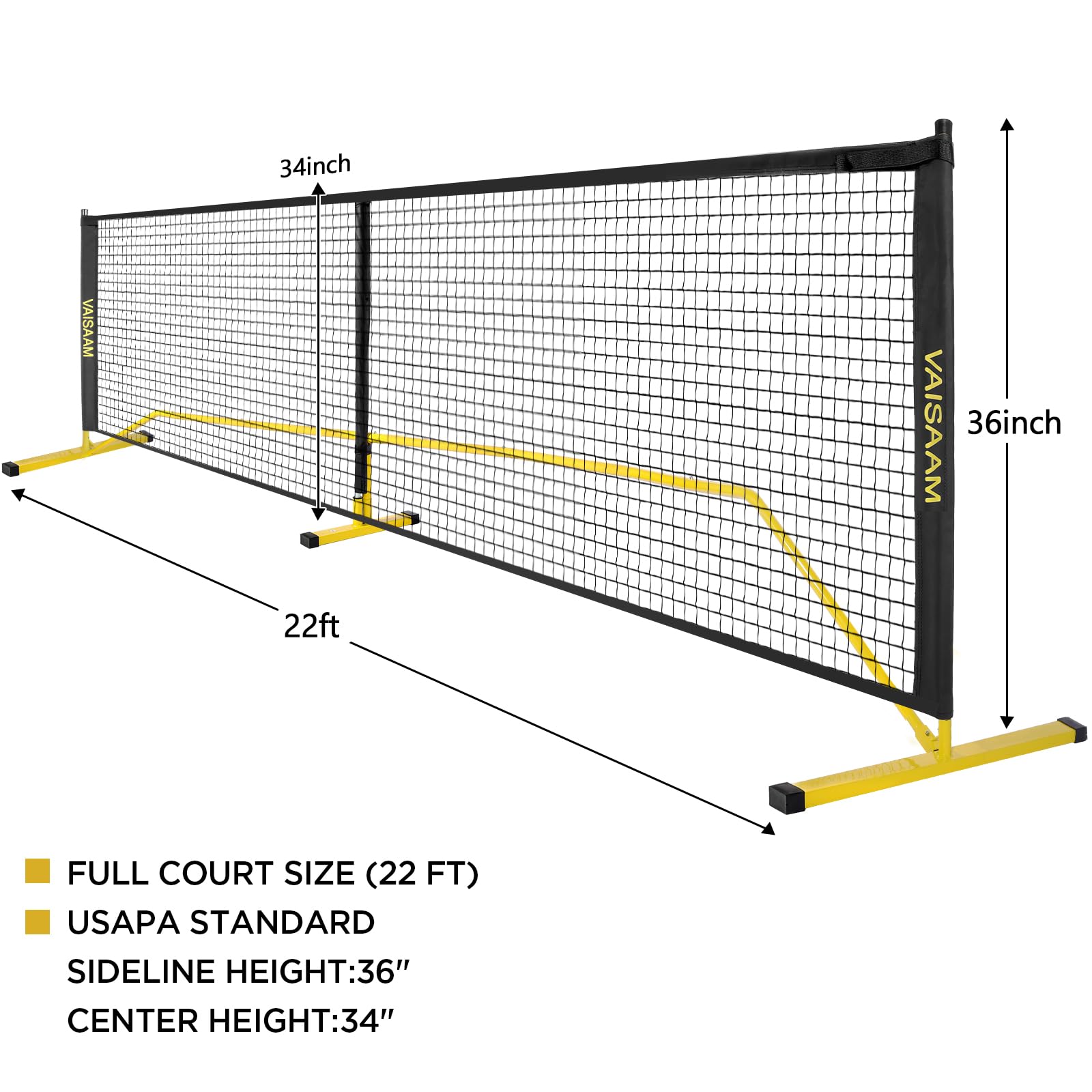 5.0 Upgraded Portable Pickleball Net System 22FT Full Court Official Regulation Size Pickle Ball Nets Indoor & Outdoor with Court Line Marker & Carrying Bag