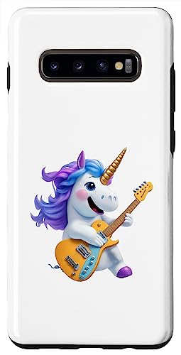 Galaxy S10+ Cool unicorn rocking with electric guitar cute rock music Case