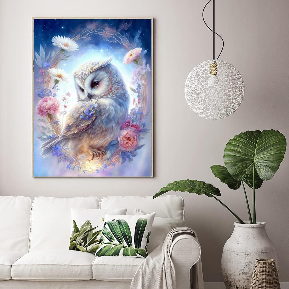 Eiazuiks Diamond Painting Kits for Adults, Owl 5D DIY Diamond Art Kits Full Drill Diamond Dots for Gift Wall Decor and Relaxation Gem Arts 12x16 inch