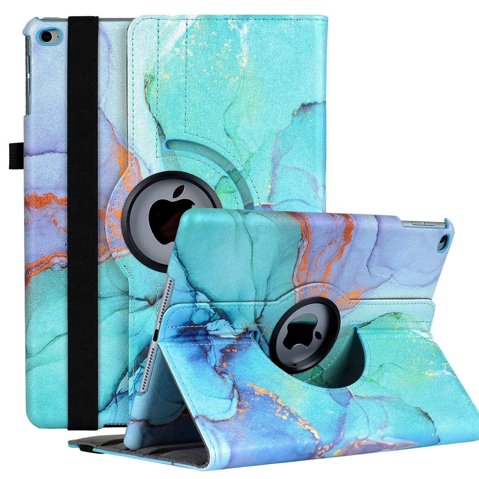 Rouceyxin New iPad 9.7 2018 2017 / iPad Air 2 Case - 360 Degree Rotating Stand Protective Cover with Auto Sleep Wake for iPad 9.7 inch (6th Gen, 5th Gen) / iPad Air 2/ iPad Air (Green Marble)