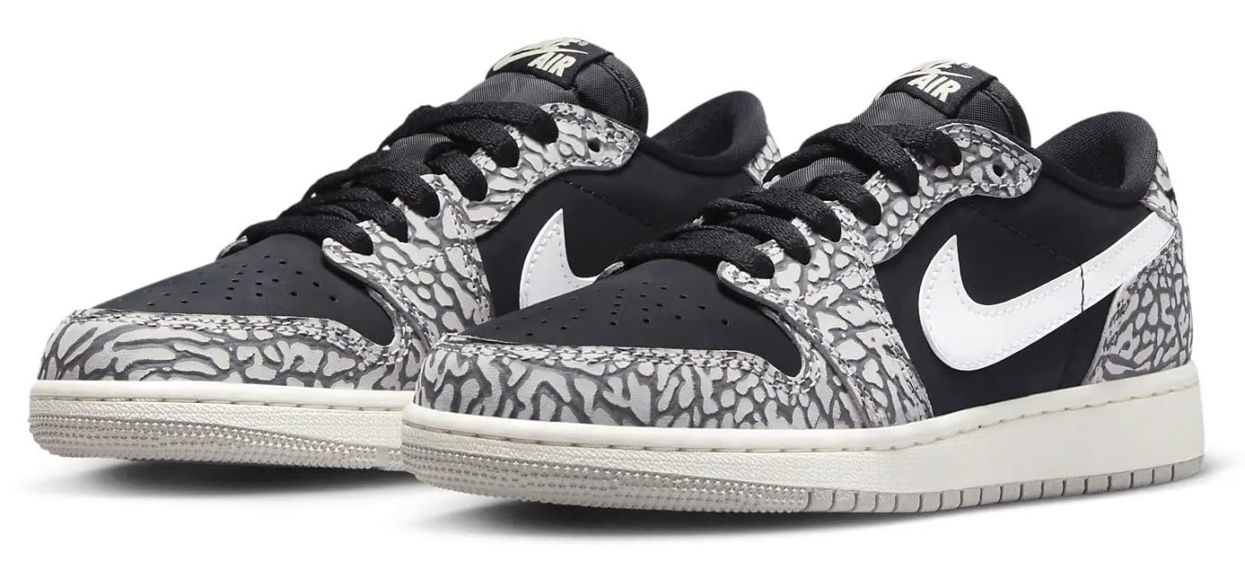 NIKE Big Kid's Jordan 1 Retro Low OG Black/Muslin/Tech Grey/White (CZ0858 001) - 7,7 Big Kid