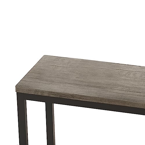 INCLAKE Long Dining Table Set for 3 People, 4 Piece Dining Table Set with 3 Bar Stools, Modern Kitchen Table and Chairs Set with Footrest for Living Room Restaurant Pub, Brown Gray