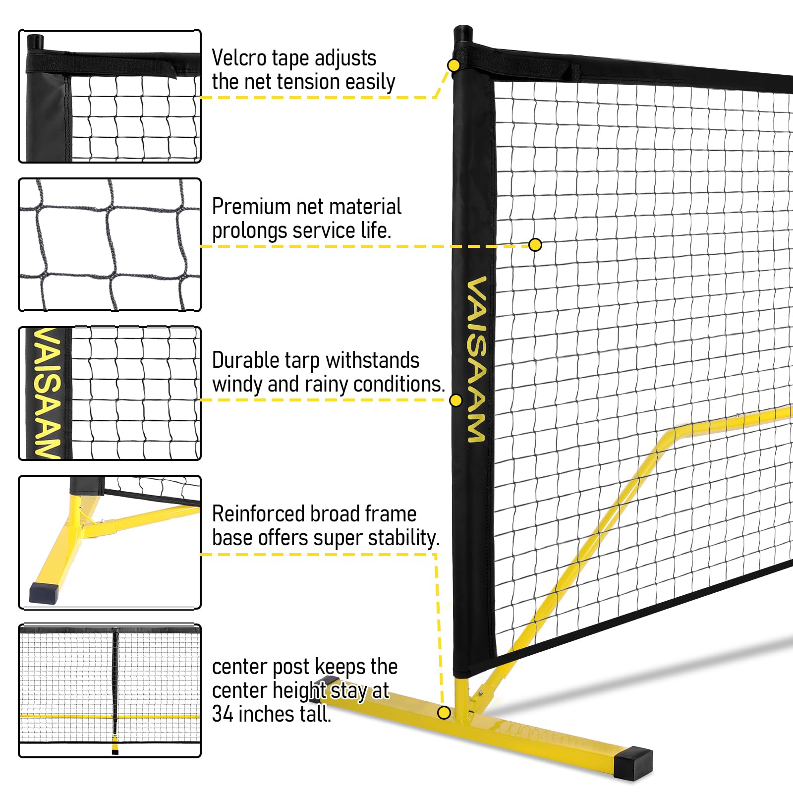 5.0 Upgraded Portable Pickleball Net System 22FT Full Court Official Regulation Size Pickle Ball Nets Indoor & Outdoor with Court Line Marker & Carrying Bag