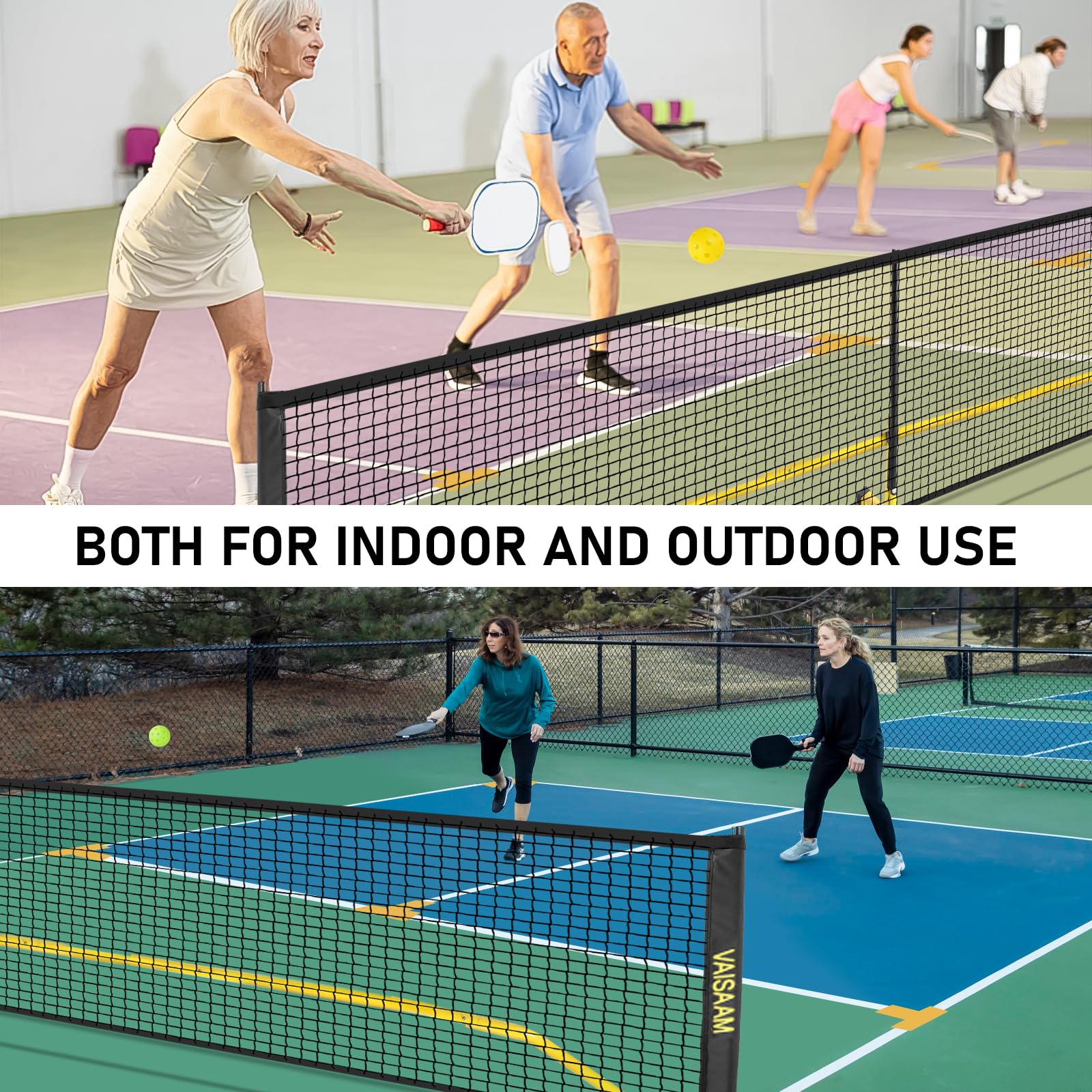 5.0 Upgraded Portable Pickleball Net System 22FT Full Court Official Regulation Size Pickle Ball Nets Indoor & Outdoor with Court Line Marker & Carrying Bag