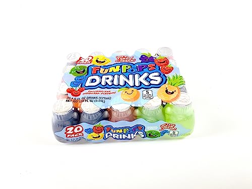 Fun Pops Kids Juice Drink Variety Pack, 6-Ounce 20-Pack, Less Than 1gm Sugar, Flavors Kids Love