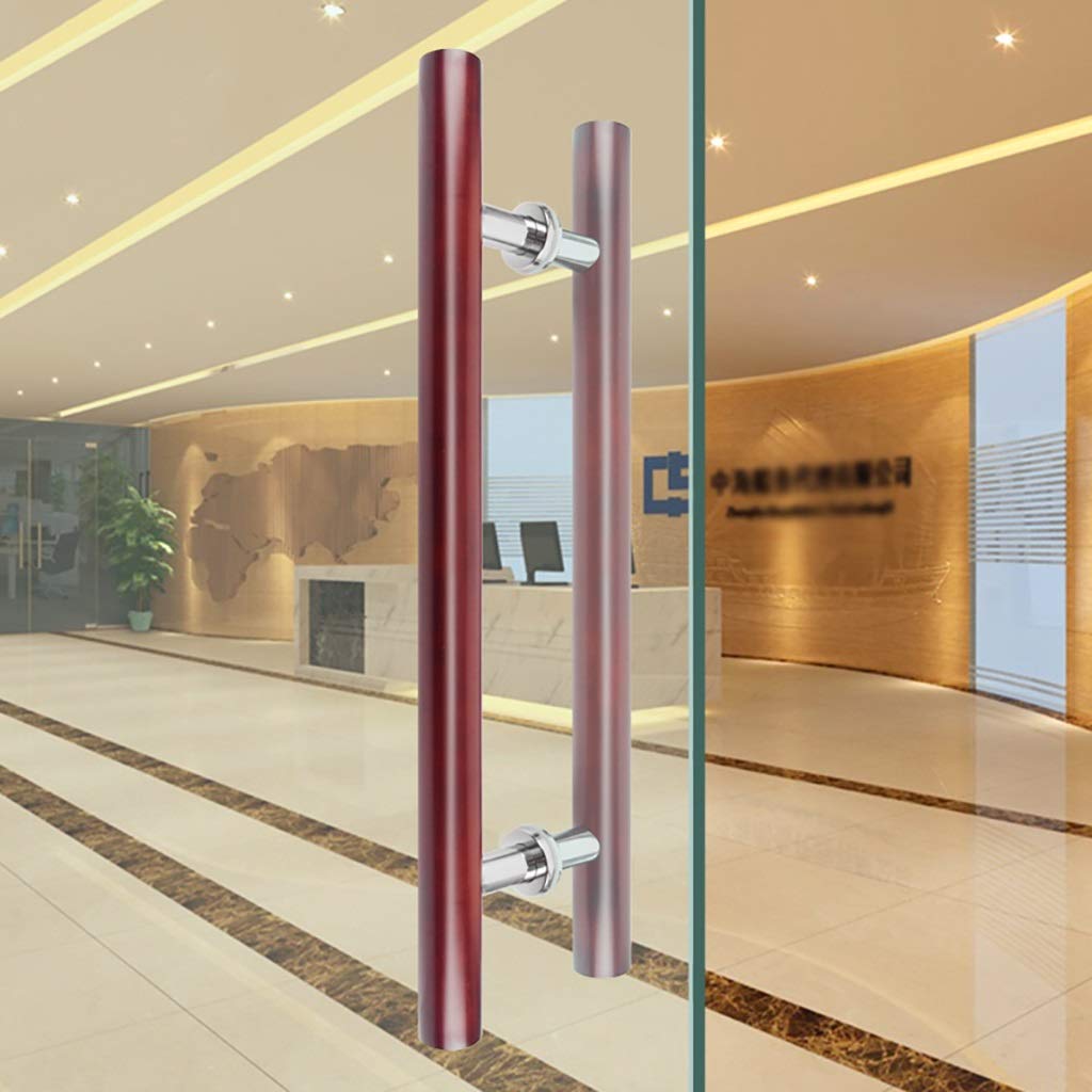 BAZAC Solid Wood Commercial Sauna Glass Door Push-Pull Handle/Home Sliding Wooden Barn Door Handle - Wine Red, 3 Lengths-600×400mm