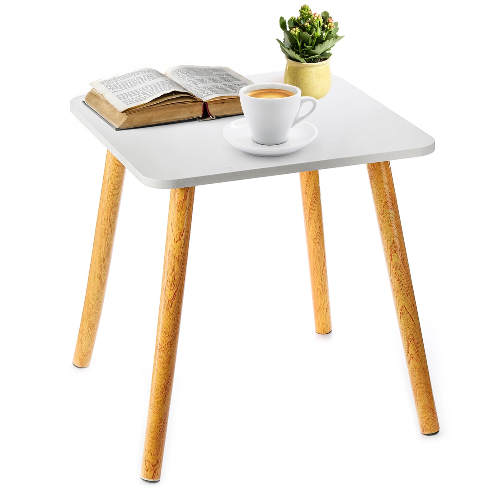 yarlung Small Side Table Wooden White End Table, Modern Bedside Table Square Accent Table Nightstand for Small Space, Living Room, Bedroom, Office, Easy Assembly, 15.75 x 15.75 x 16.5 Inches