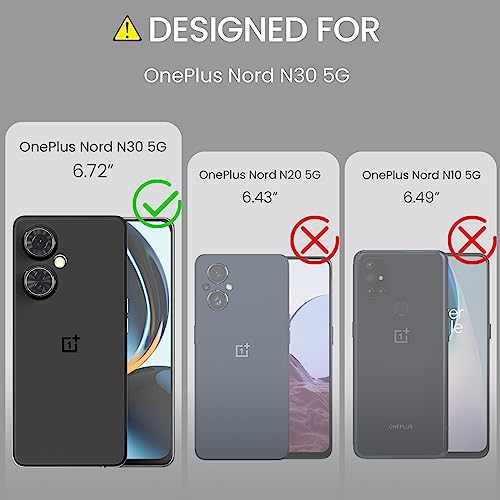 Dretal for OnePlus Nord N30 5G Case, with Stand Kickstand Ring and Camera Cover with Tempered Glass Screen Protector, Military Grade Shockproof Protective Cover for OnePlus N30 5G(Red)