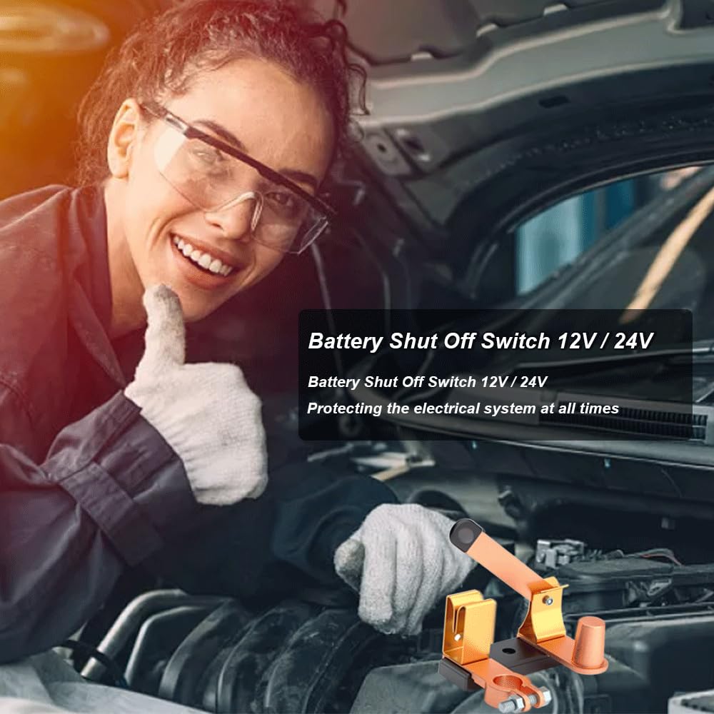 Battery Disconnect Switch Top Post,Top Post Knife Blade Master Switch, 12V / 24V Battery Shut Off Switch, Heavy Duty Knife Blade Battery Cut Off Switch, for Auto Car RV Boat Truck(Negative,Vertical)