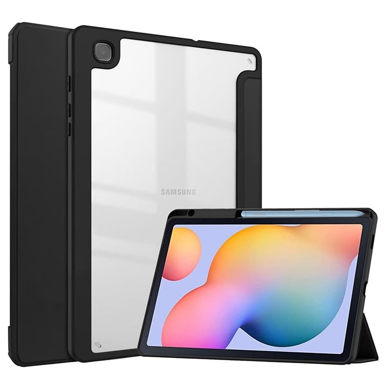 Compatible with Samsung Galaxy Tab S7/S8 11“ S6 Lite 10.4”2020/2022 Tablet Case Leather Tri-fold Ultra Thin Protective Cover (Color : Black, Size : for Tab A8 10.5)