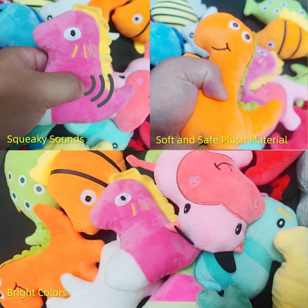 SZKOKUHO Cute Animal Designs Soft Dog Squeaky Toys (Pack of 20) for Small Medium Dogs