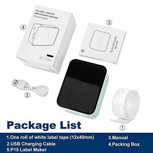 MAOZUA Label Maker Machine with Tape, Portable Bluetooth Thermal Label Printer for Office Home Kitchen Organization, Compatible with iOS, Android