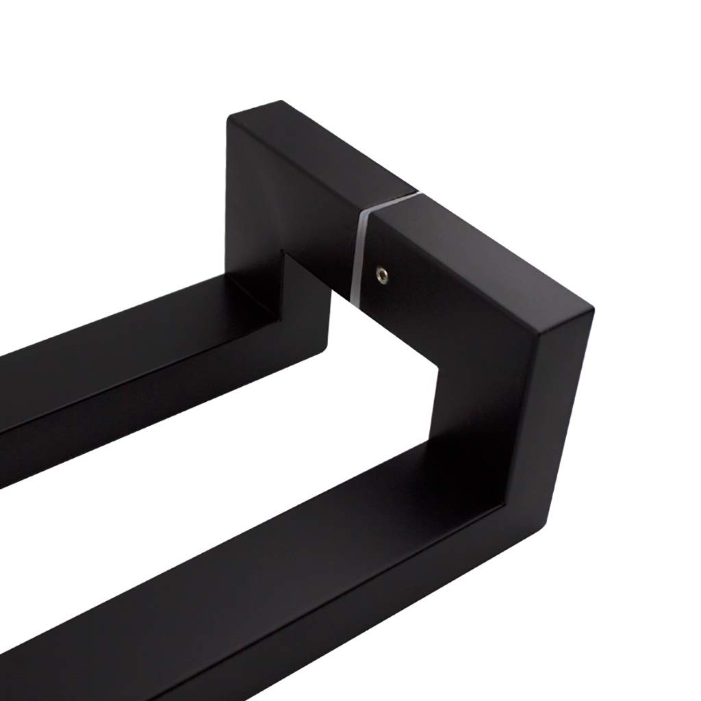 Door Hardware, Black Stainless Steel Double Curved Square Tube Glass Door Handle KTV Push-Pull Door Handle Sliding 3 Lengths -600×575mm