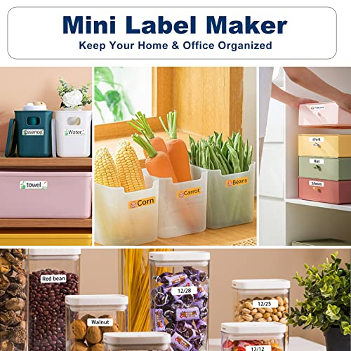 MAOZUA Label Maker Machine with Tape, Portable Bluetooth Thermal Label Printer for Office Home Kitchen Organization, Compatible with iOS, Android